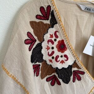 Zara | Dresses | Zara Embroidered Mini Dress With Balloon Sleeves | Poshmark